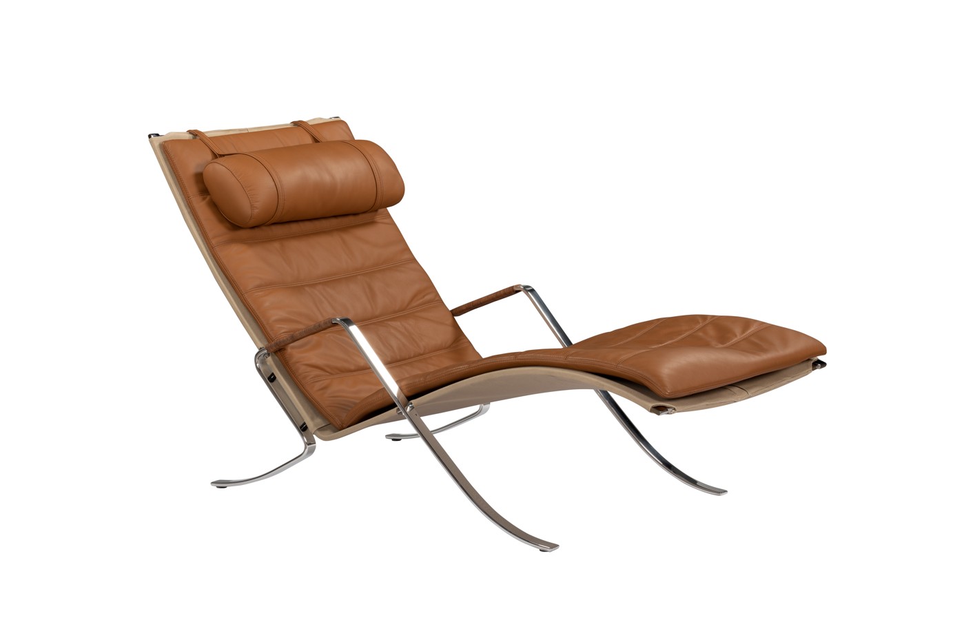 Leather Reclining Lounge Chair with Polished Steel Frame | TCL004 - The ...