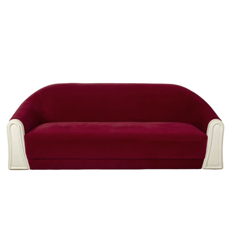 Upholstered Velvet Sofa with Sculpted Side Panels - The Sofa Furniture